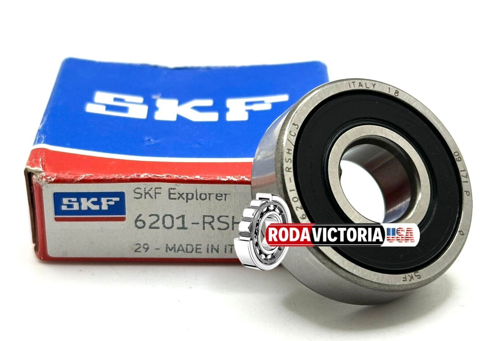 SKF 6201 RSH/C3 Deep Groove Ball Bearing, Rubber Sealed 12x32x10 mm ...